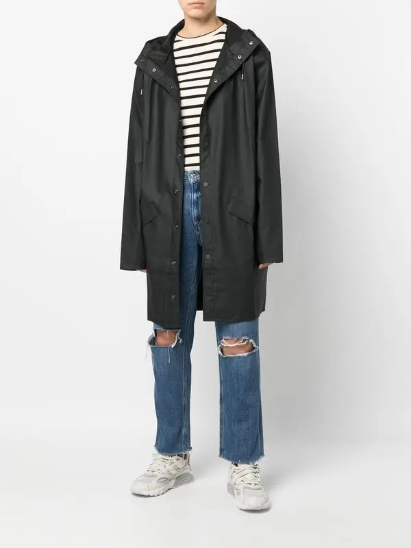 Rains Drawstring Hood Raincoat - Black