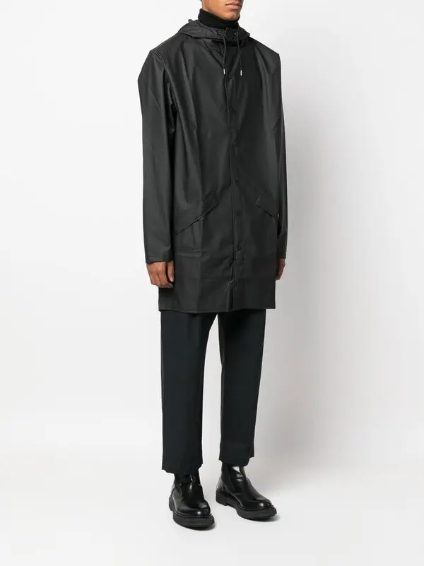 Rains Drawstring Hood Raincoat - Black