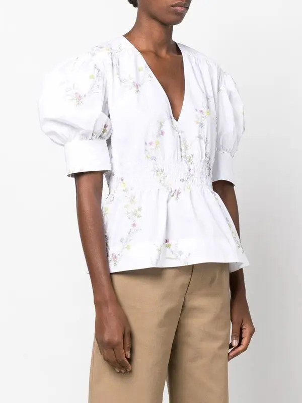 GANNI Floral-print Peplum Blouse
