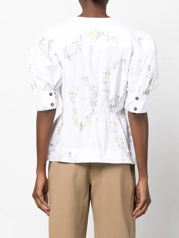 GANNI Floral-print Peplum Blouse