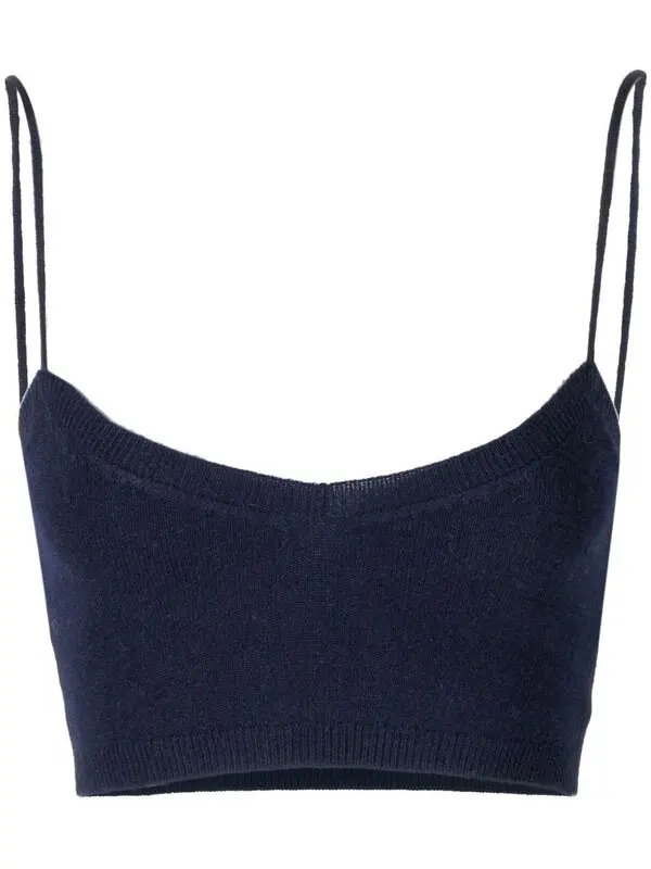 Cashmere In Love Evie Knitted Cropped Top - Blue