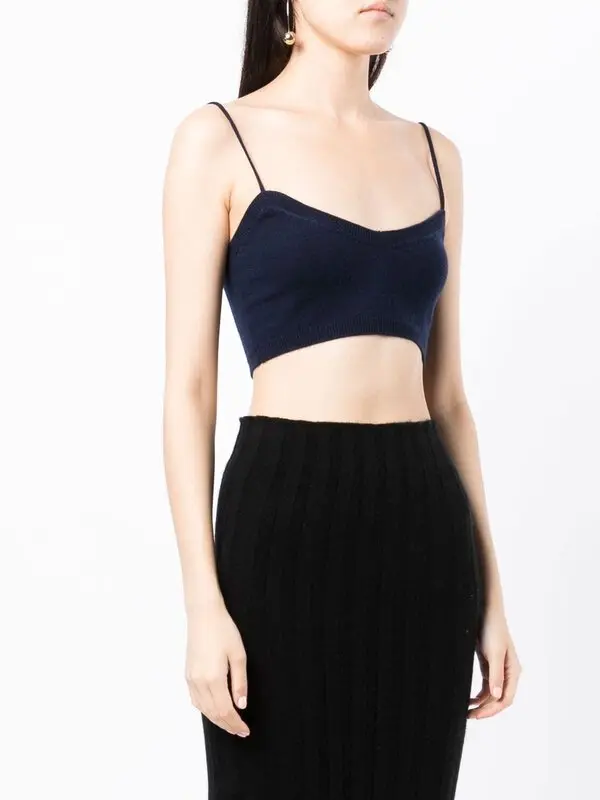 Cashmere In Love Evie Knitted Cropped Top - Blue
