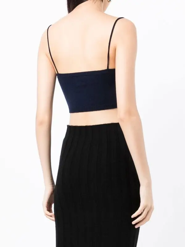 Cashmere In Love Evie Knitted Cropped Top - Blue