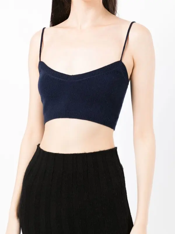 Cashmere In Love Evie Knitted Cropped Top - Blue