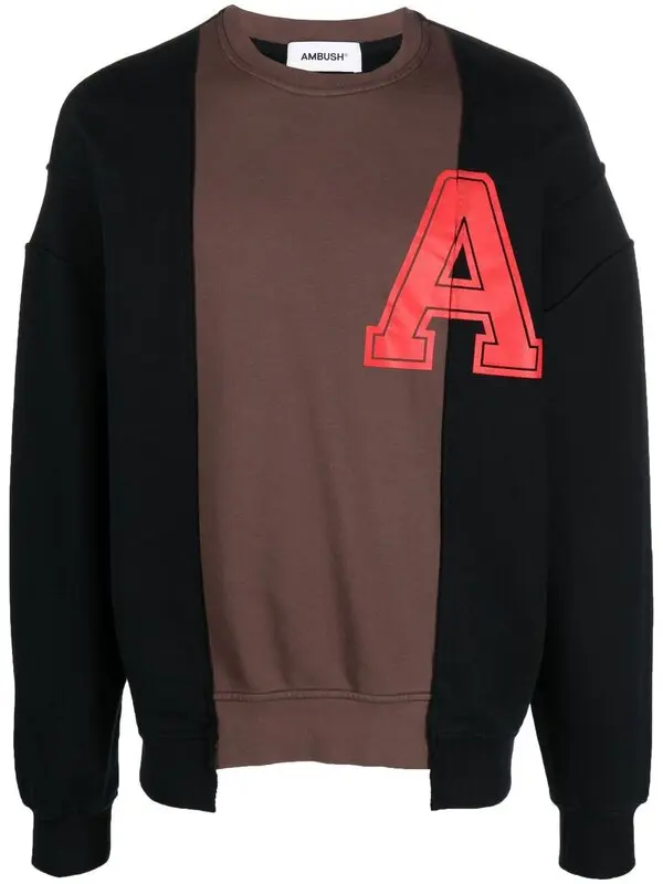 AMBUSH Letter Print Long Sleeve Sweatshirt - Black