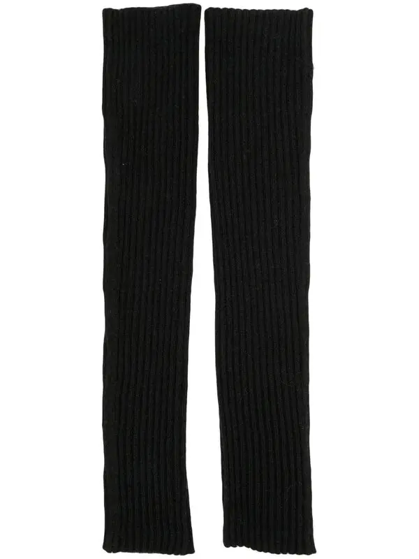 Cashmere In Love Lala Ribbed Knit Arm Warmers - Black
