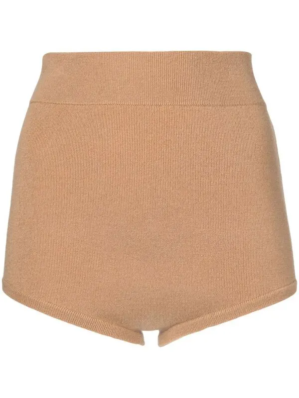 Cashmere In Love Felix Knitted High-waist Shorts - Brown