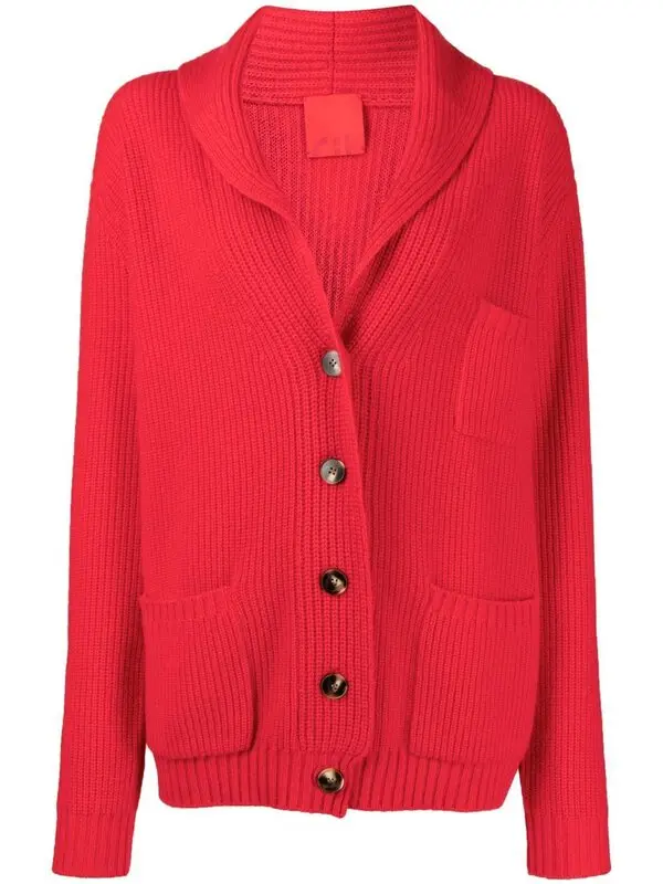 Cashmere In Love Ribbed-knit Buttoned Cardigan - Red