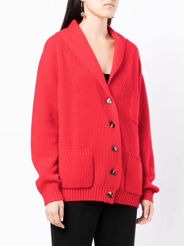 Cashmere In Love Ribbed-knit Buttoned Cardigan - Red