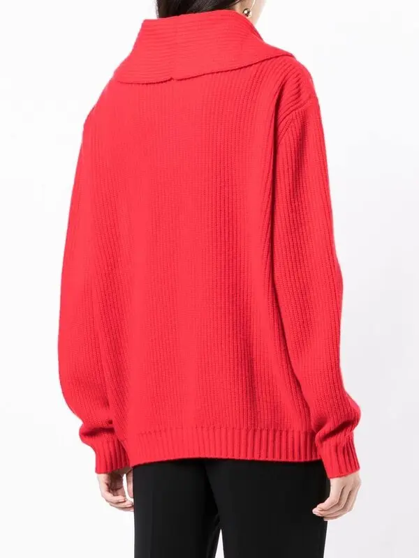 Cashmere In Love Ribbed-knit Buttoned Cardigan - Red