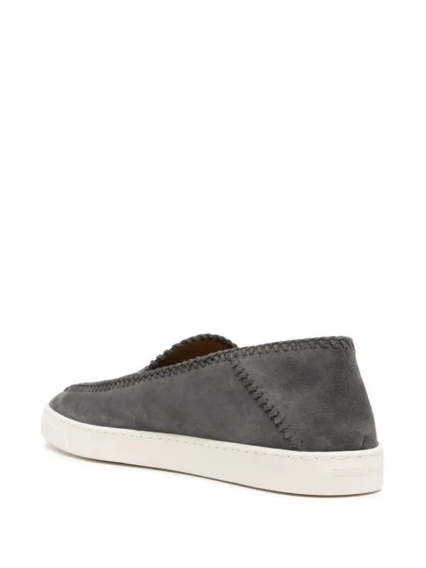 Giorgio Armani Whipstitch-trim Sneakers - Grey
