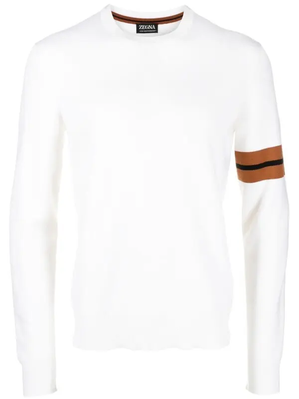 Zegna Side Stripe Detail Sweater - White