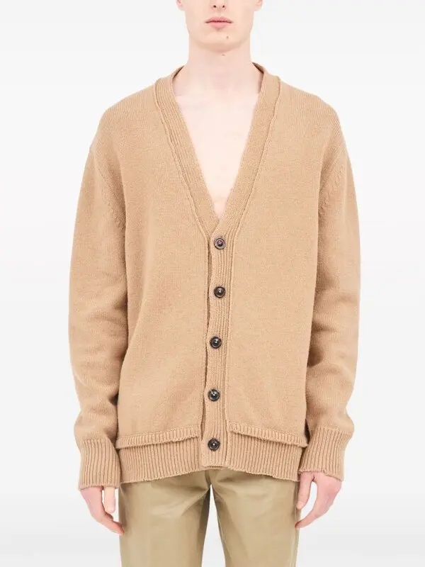 MAISON MARGIELA V-neck Elbow-patch Cardigan - Neutrals