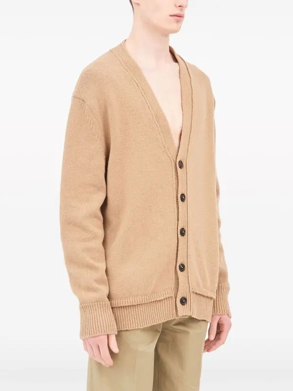MAISON MARGIELA V-neck Elbow-patch Cardigan - Neutrals