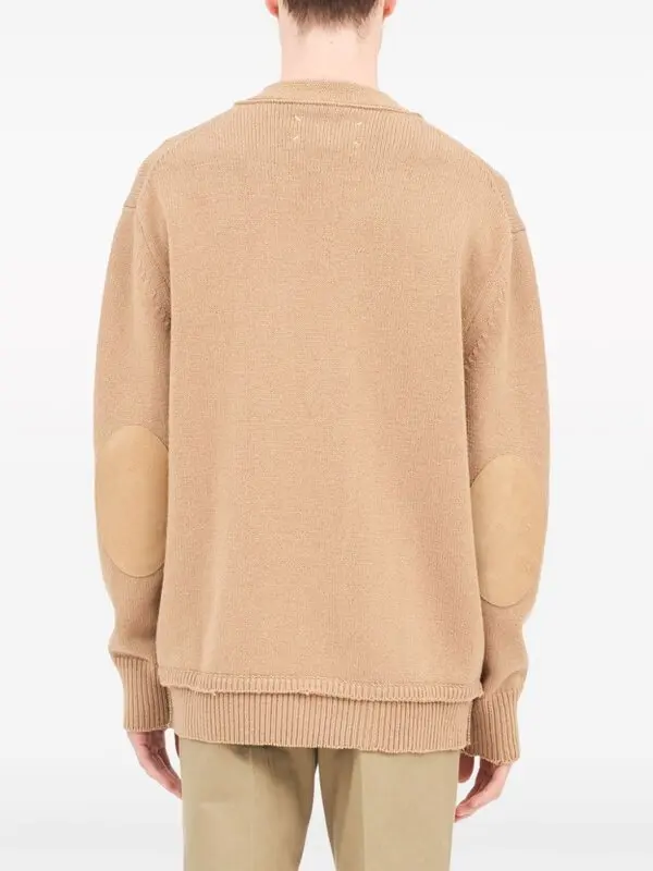 MAISON MARGIELA V-neck Elbow-patch Cardigan - Neutrals