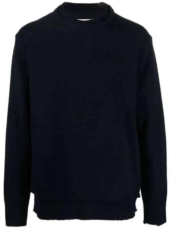 MAISON MARGIELA Elbow-patch Knitted Jumper - Blue