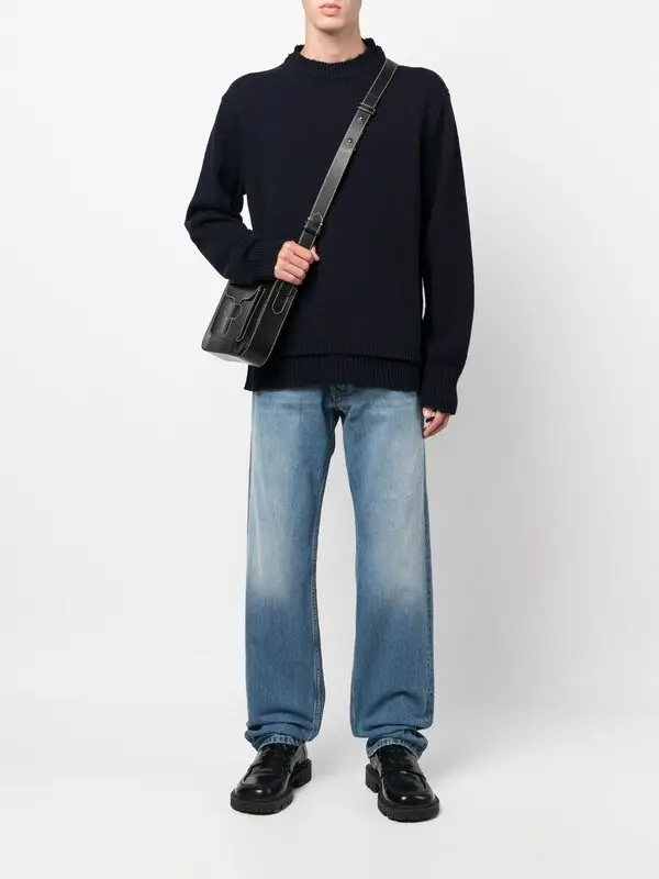 MAISON MARGIELA Elbow-patch Knitted Jumper - Blue