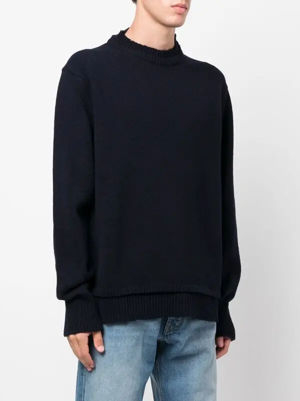 MAISON MARGIELA Elbow-patch Knitted Jumper - Blue