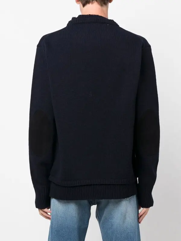 MAISON MARGIELA Elbow-patch Knitted Jumper - Blue