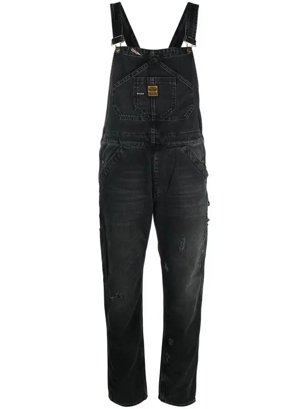 WASHINGTON DEE-CEE Logo-patch Denim Dungarees - Black