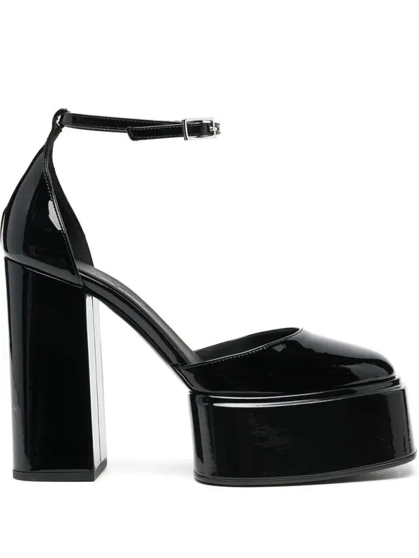 3JUIN 115mm Platform Leather Pumps - Black