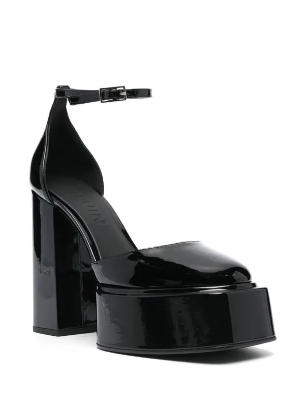 3JUIN 115mm Platform Leather Pumps - Black