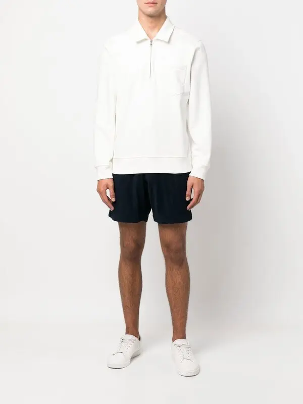 Orlebar Brown Navy Cotton Towelling Drawstring Shorts - Blue
