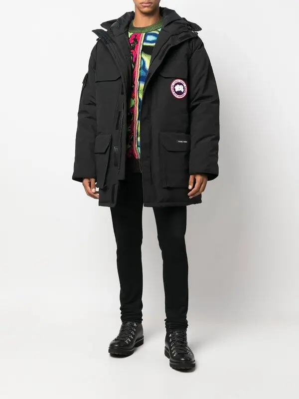 Canada Goose Logo-patch Hooded Down Jacket - Black