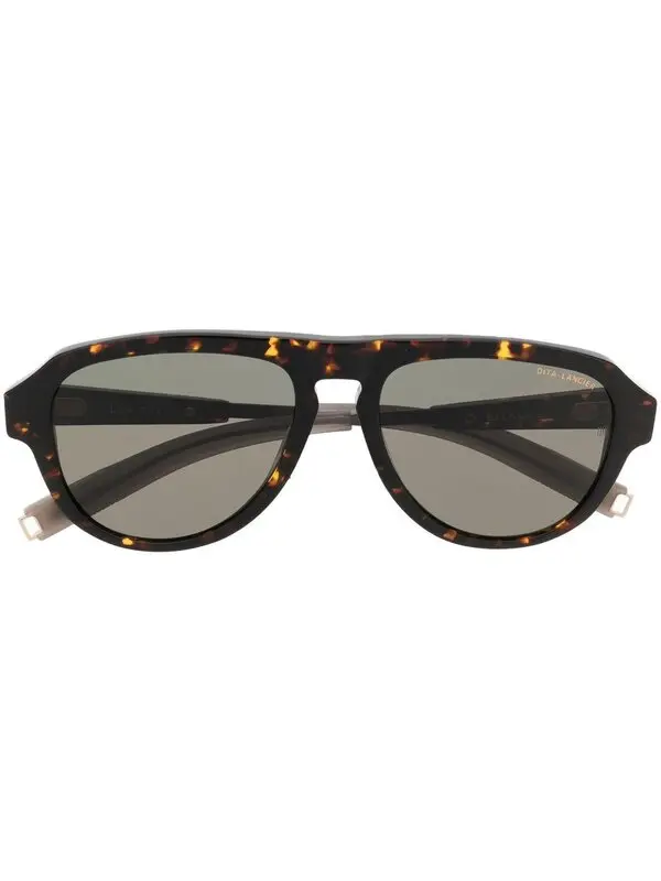 Dita Lancier Tortoise-shell Pilot-frame Sunglasses - Brown