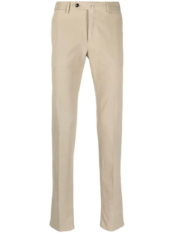 PT TORINO Mid-rise Tapered Chinos - Neutrals