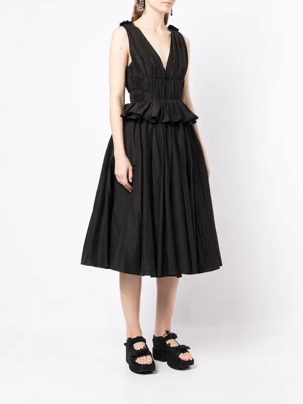 PUSHBUTTON V-neck Midi Dress