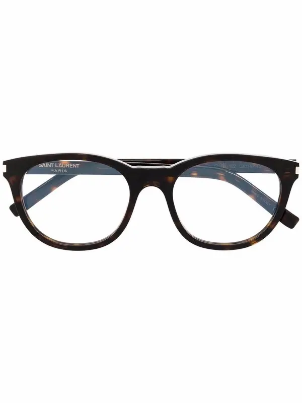 Saint Laurent Tortoise Shell Round Frame Glasses