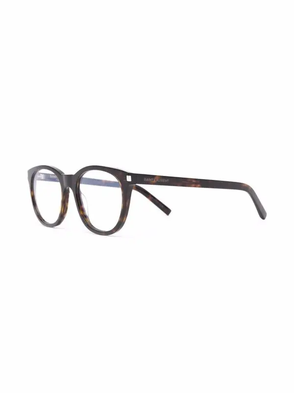Saint Laurent Tortoise Shell Round Frame Glasses