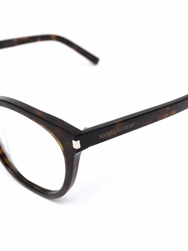 Saint Laurent Tortoise Shell Round Frame Glasses