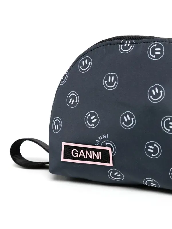 GANNI Smiley-print Makeup Bag