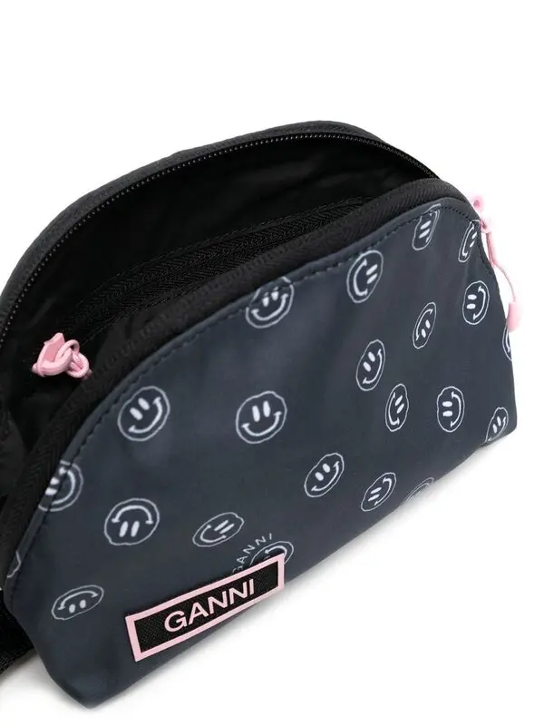 GANNI Smiley-print Makeup Bag
