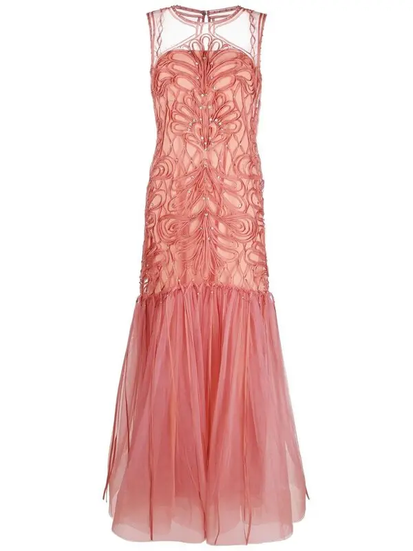 Alberta Ferretti Crystal-embellished Silk Blend Gown