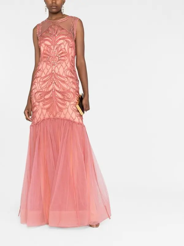 Alberta Ferretti Crystal-embellished Silk Blend Gown
