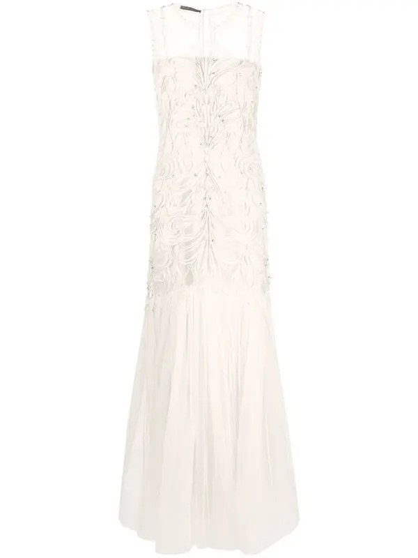 Alberta Ferretti Sheer-panel Evening Gown