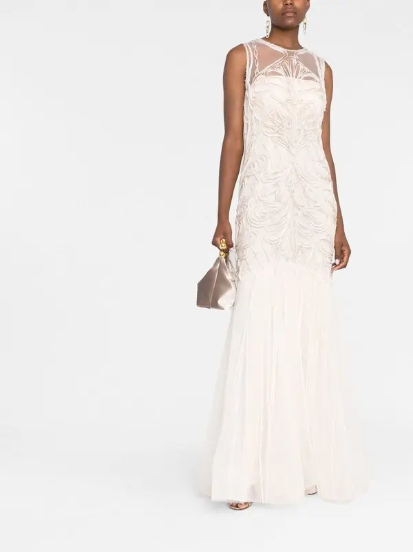 Alberta Ferretti Sheer-panel Evening Gown