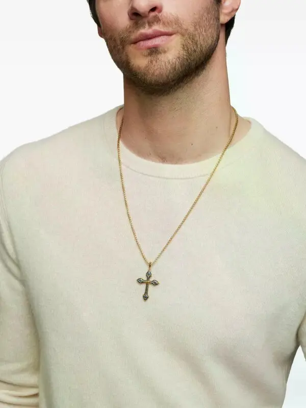 David Yurman 18k Yellow Gothic Cross Amulet