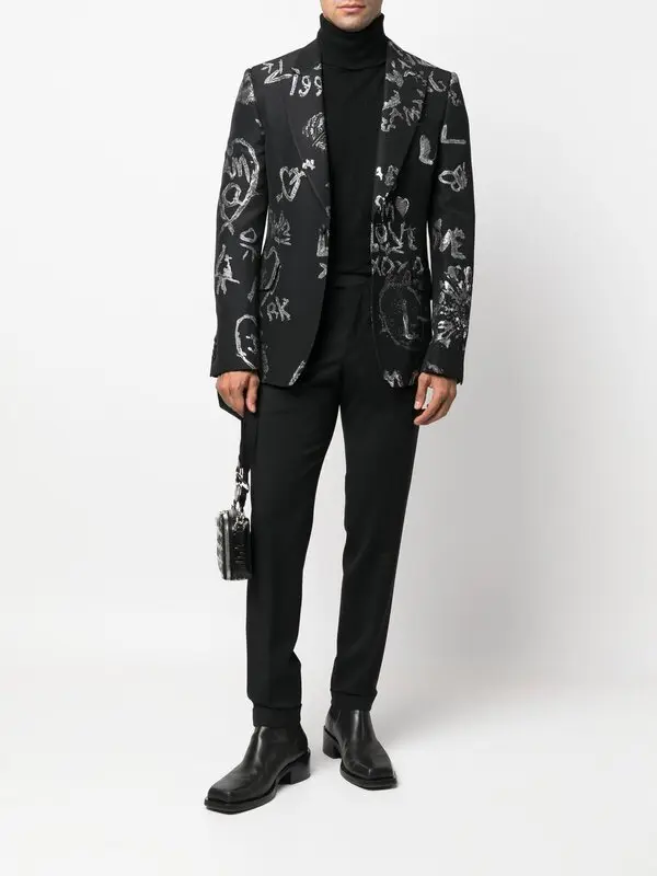 PT TORINO Straight-leg Tailored Trousers - Black