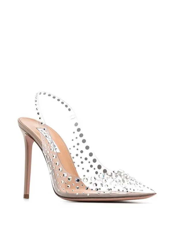AQUAZZURA Starburst 105mm Pointed-toe Pumps - Neutrals