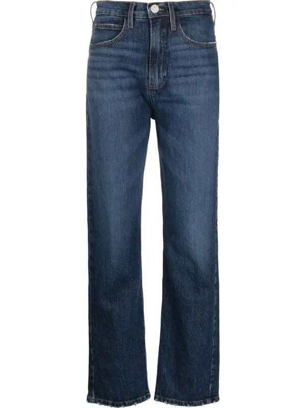 FRAME High-waisted Straight-leg Jeans - Blue
