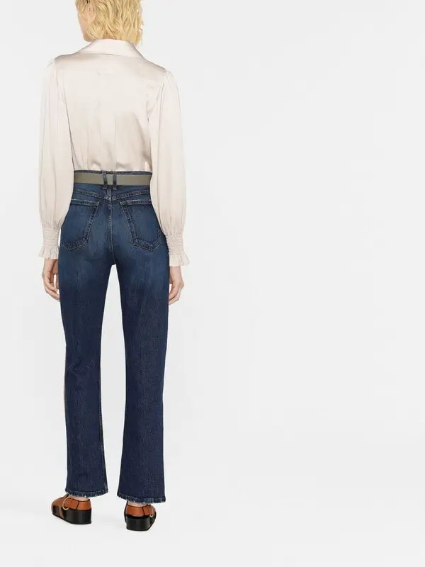 FRAME High-waisted Straight-leg Jeans - Blue