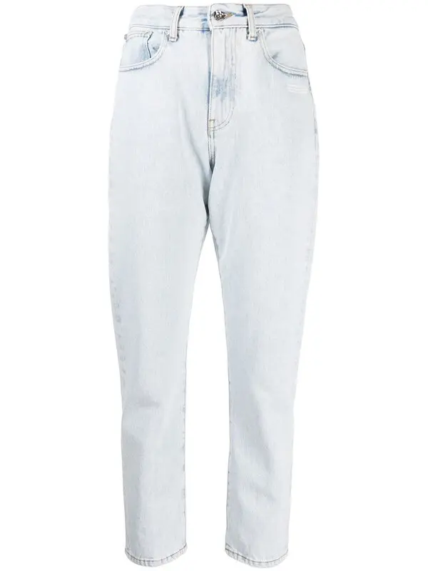 Off-White Cropped Straight-leg Jeans