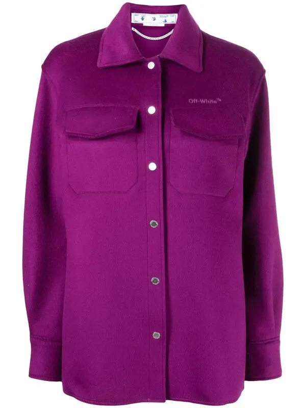 Off-White Logo-embroidered Shirt Jacket - Purple