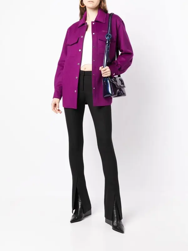 Off-White Logo-embroidered Shirt Jacket - Purple