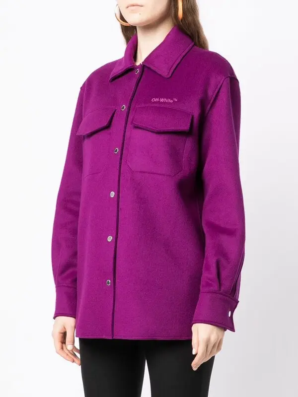 Off-White Logo-embroidered Shirt Jacket - Purple