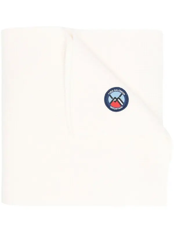 YVES SALOMON Knitted Logo-patch Scarf - Neutrals